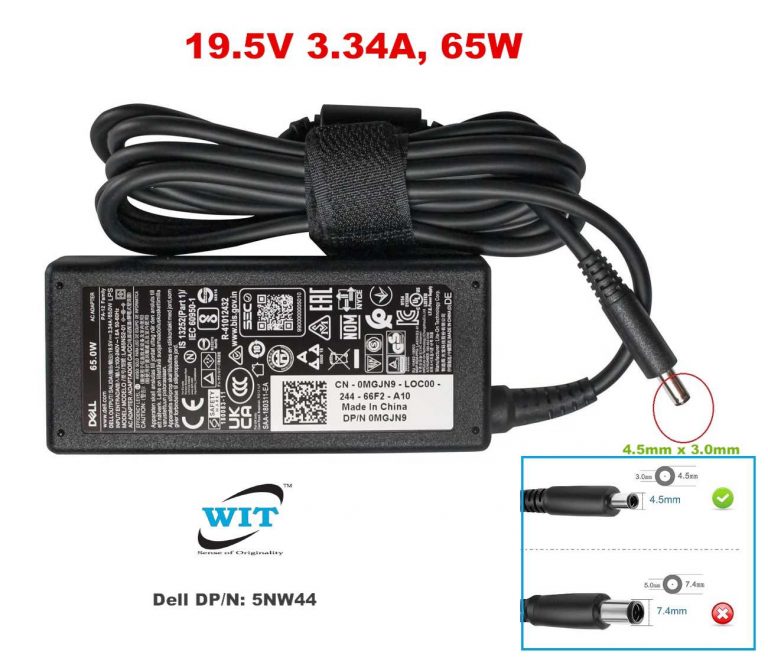 Dell 19.5V 3.34A 65W 4.5mm*3.0mm Original AC Power Adapter Charger for ...