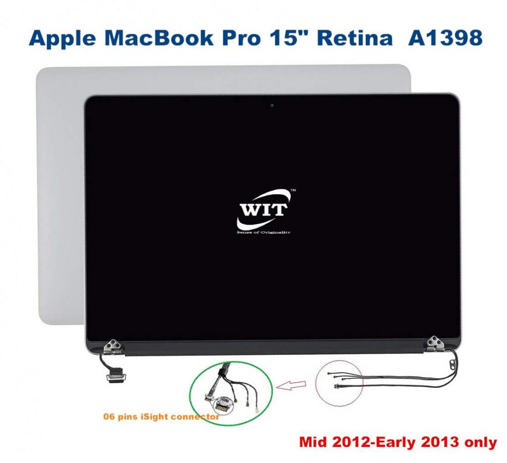 LCD Screen full Display assembly for Apple MacBook Pro 15-inch A1398 Retina, Compatible year ...