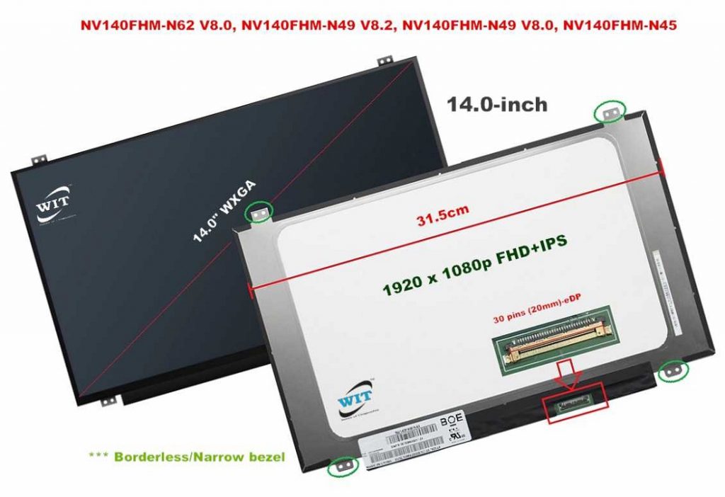 14.0-Inch slim, Width: 31.5cm LED Screen 30 pins(20mm)-eDP, 1920*1080p ...