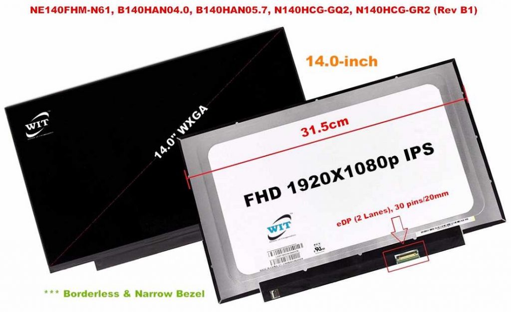 14.0-Inch Ultra-slim(Width: 31.5cm)-FHD, Signal Interface : eDP (2 ...