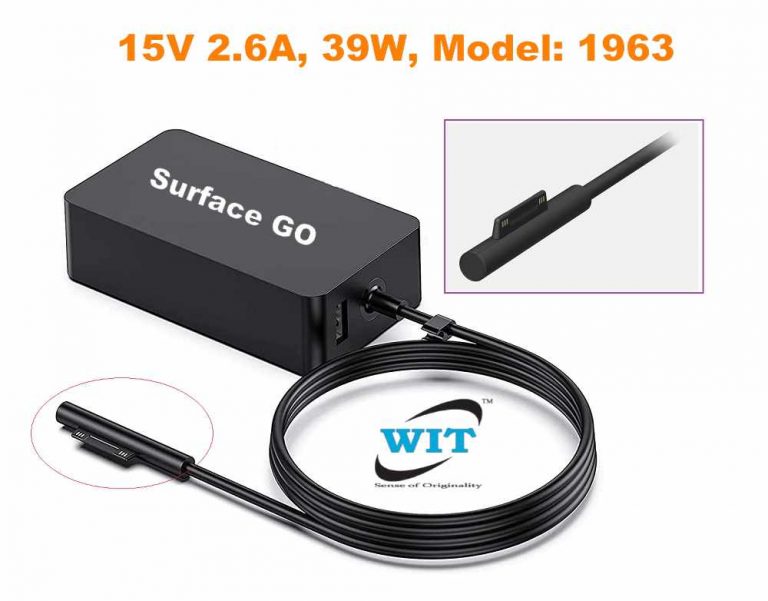 39W 15V 2.6A, Model: 1963, fit for MICROSOFT SURFACE LAPTOP GO 12.4 ...