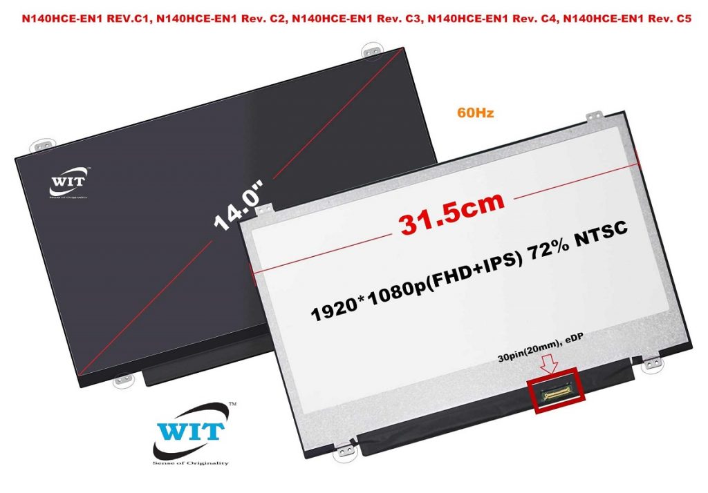 14.0 Inch Ultra-slim(Width: 31.5cm), 30pin(20mm), eDP, Resolution ...