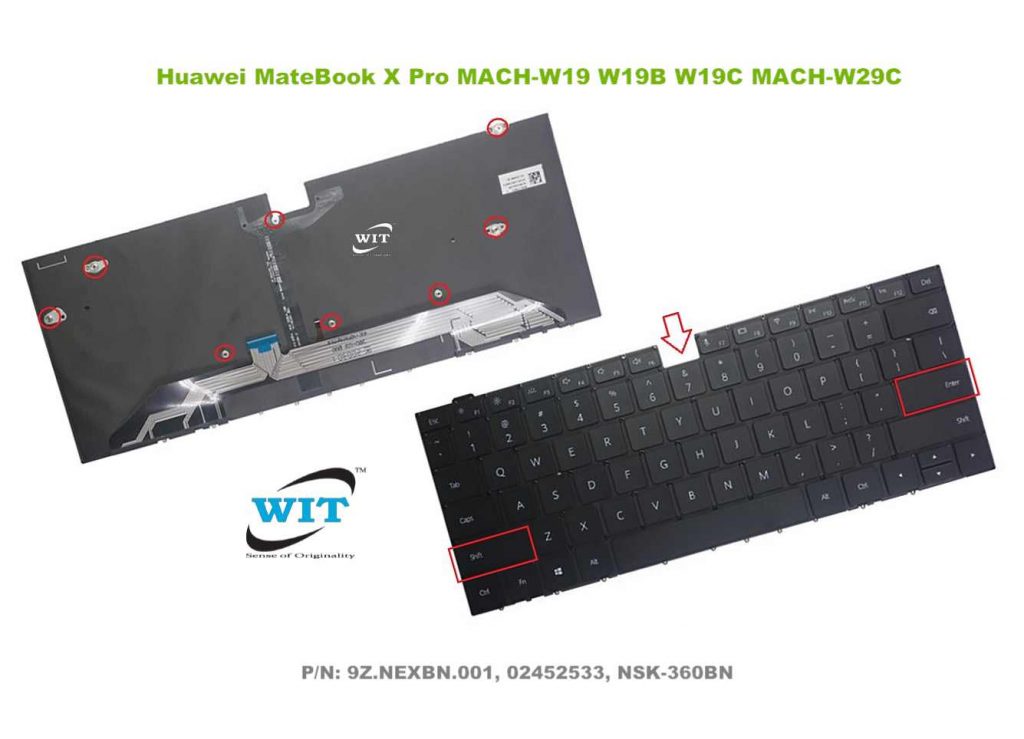 Laptop internal Keyboard or Keypad for HUAWEI MateBook X Pro MACH-W19B ...