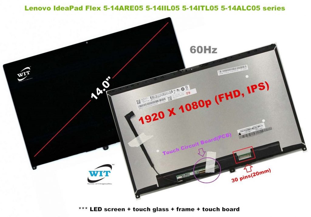 14.0-inch Touch Screen Digitizer +Frame Bezel with LED for Lenovo ...