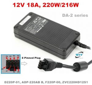 12V 18A, 220W/216W, Port: 8 Pinned Plug (8 Holes), DA-2 series AC ...