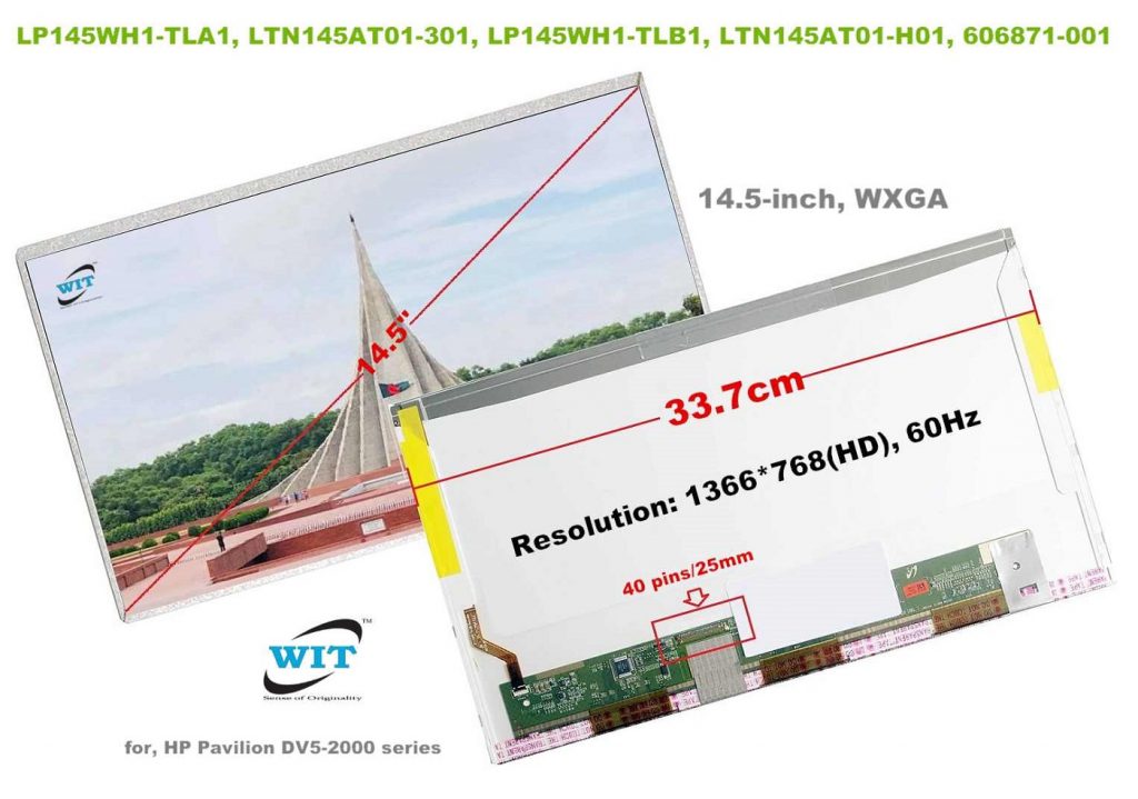 14.5-inch WXGA (standard) LED display panel , Width: 33.7cm, Video tip ...