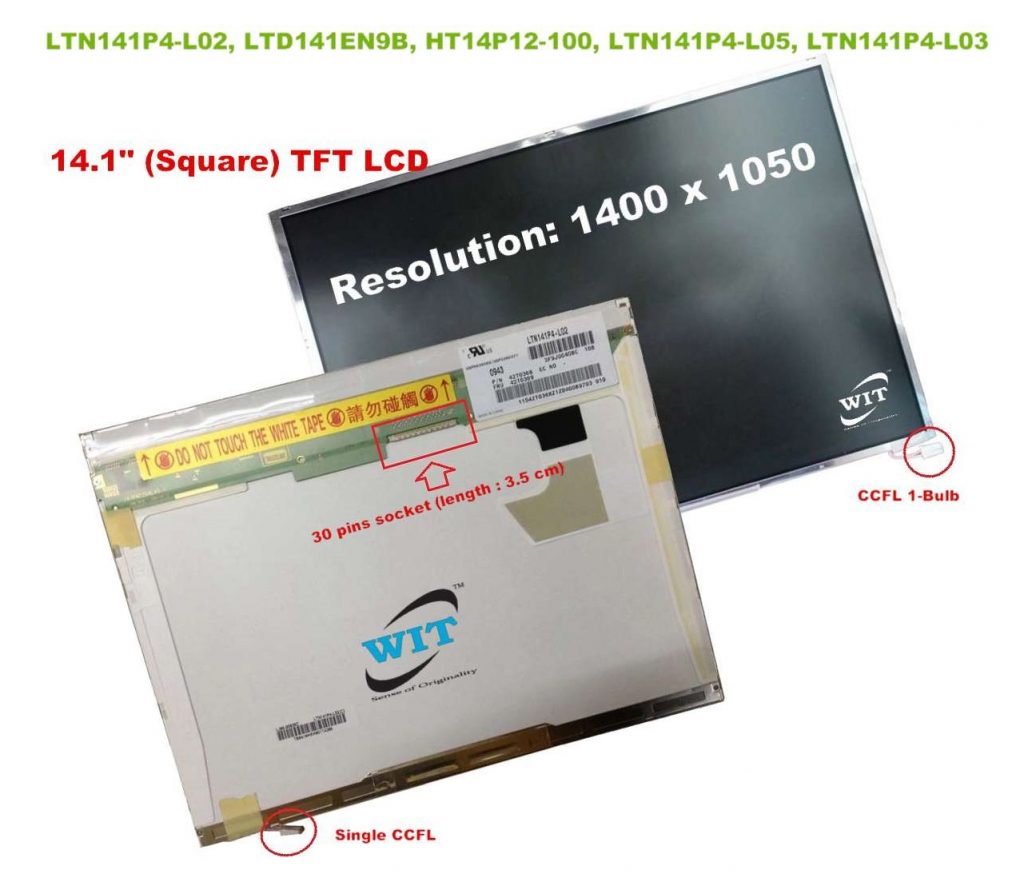 14.1-inch (Square) 1CCFL SXGA+ TFT-LCD Panel, Resolution: 1400 x 1050 ...