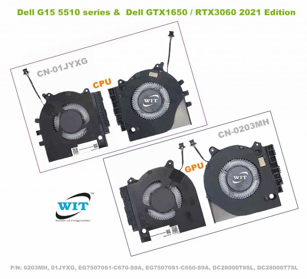 Gaming Laptop CPU+GPU internal cooling fan for Dell G15 5510 series ...