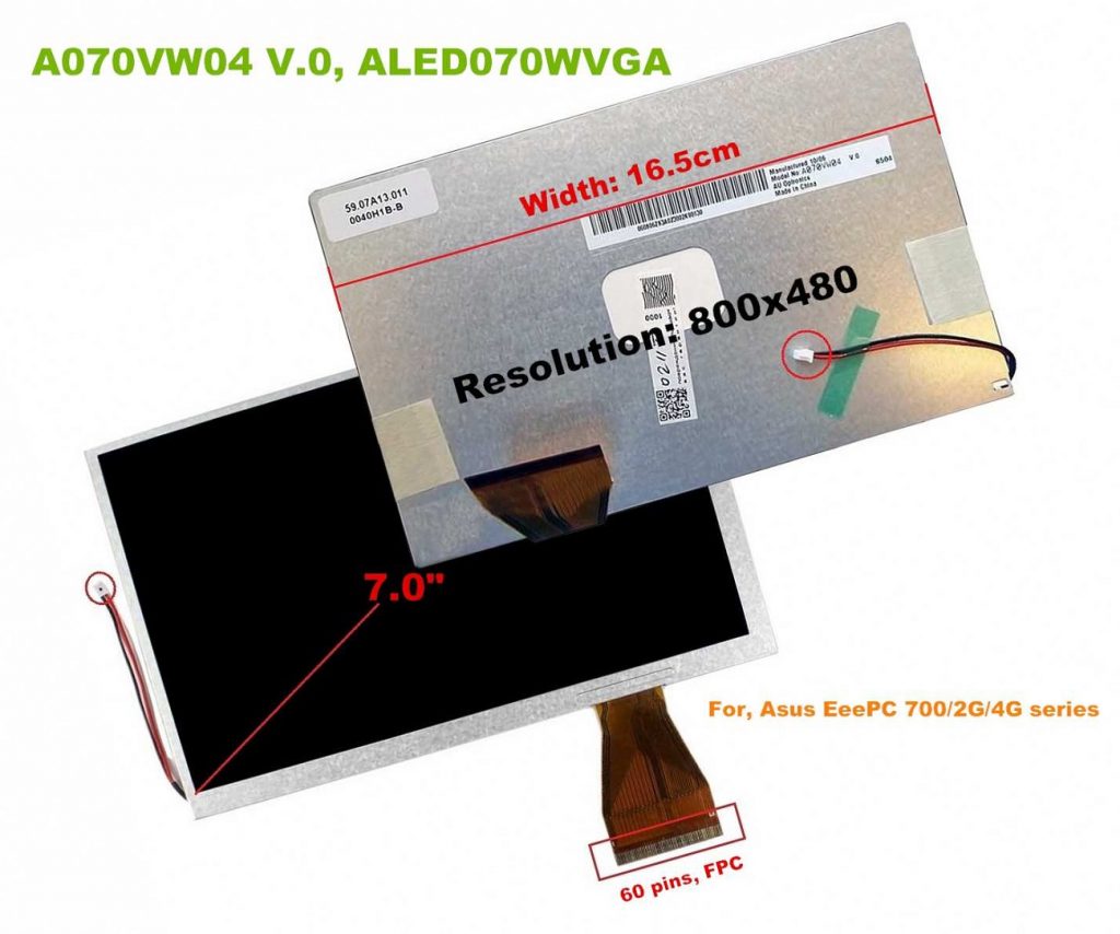 7.0-inch WVGA (Width: 16.5cm) Display/ LED panel, Resolution: 800x480 ...