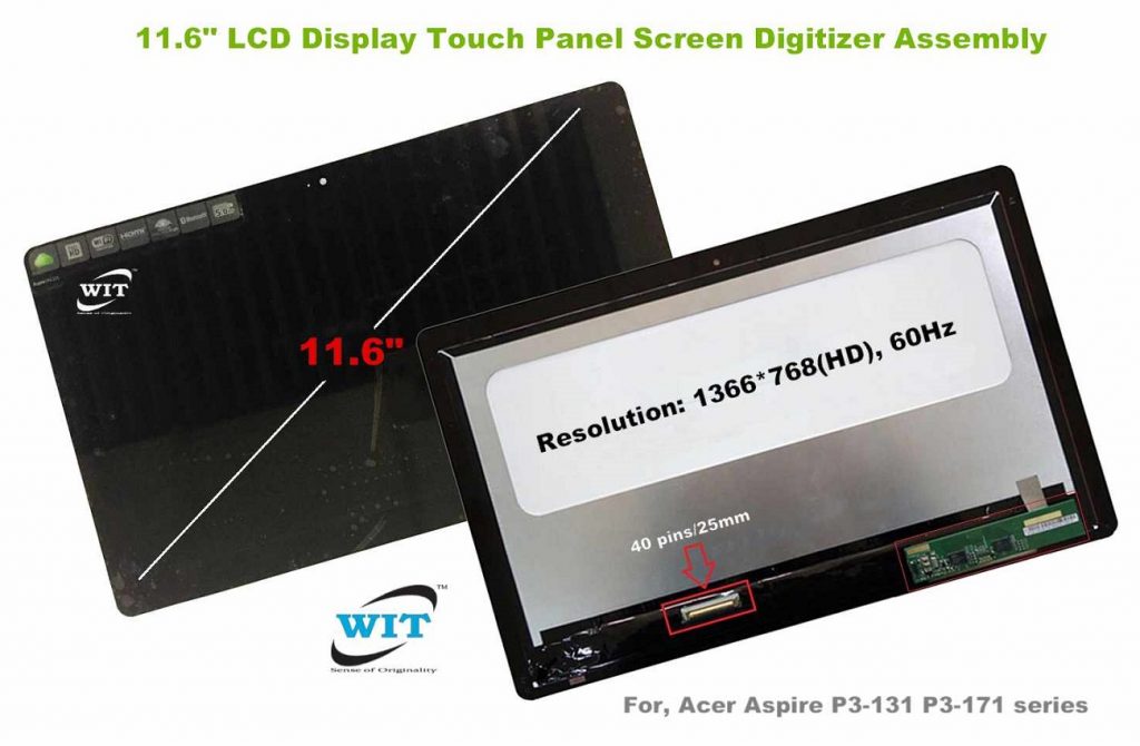 11.6-inch Touch Screen Digitizer without Frame Bezel with LED Assembly ...