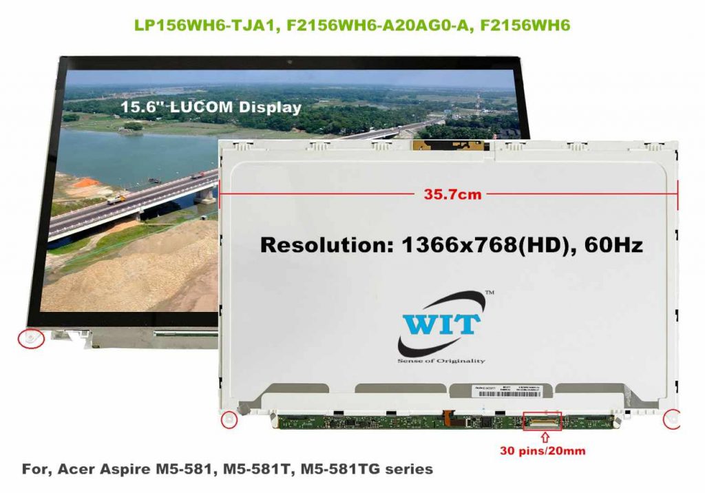 15.6-inch LUCOM Display (slim & 02 down holes), Width: 35.7cm, Video ...