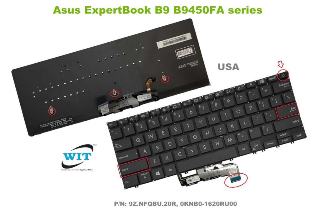 Laptop internal Keyboard for Asus ExpertBook B9 B9450FA series US Layout, P/N: 9Z.NFQBU.20R ...