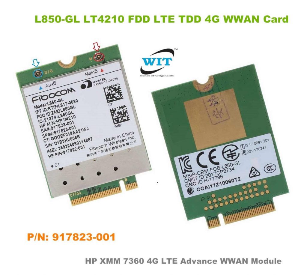 L850-GL, LT4210 FDD LTE TDD 4G WWAN Card Module SPS: 917823-001, 917823 ...