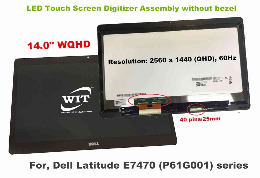 14.0-inch WQHD LED Touch Screen Digitizer Assembly without bezel for ...