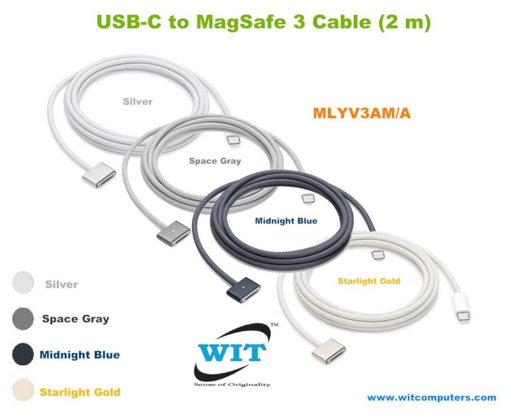 USB-C to MagSafe 3 Cable (2-meter) for MacBook Air (15-inch, M2, 2023 ...