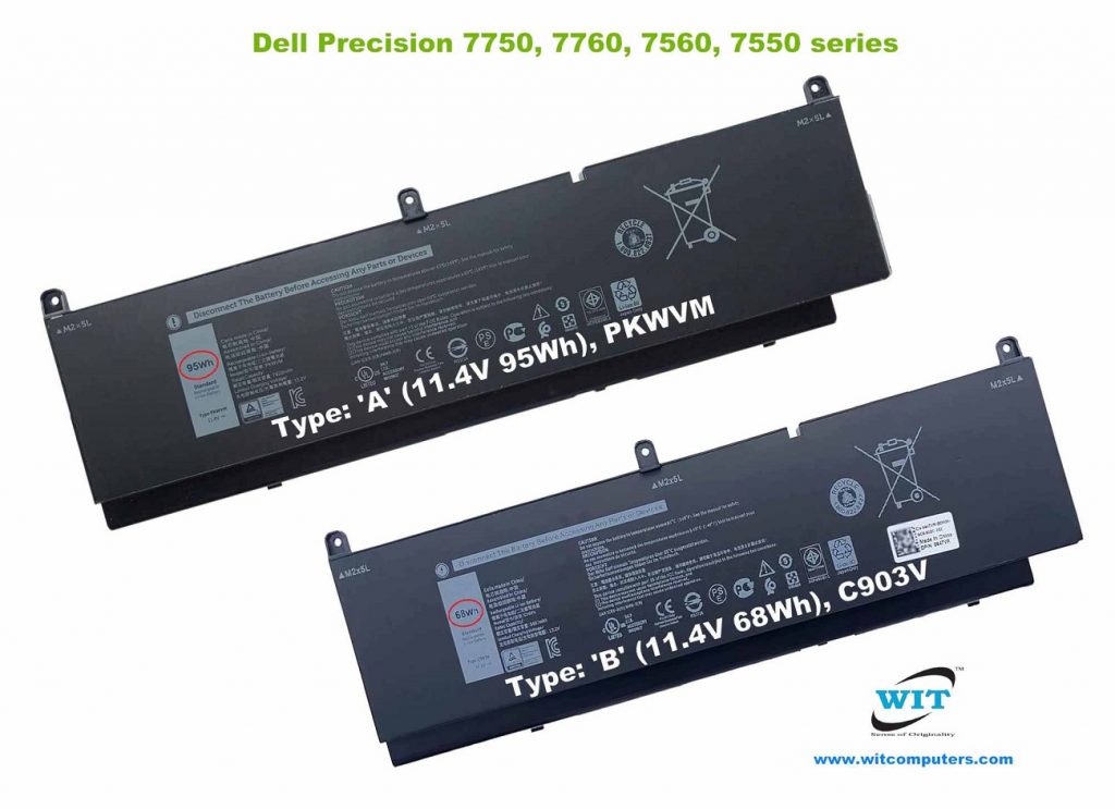 PKWVM, C903V Laptop internal Battery for Dell Precision 7750, 7760 ...