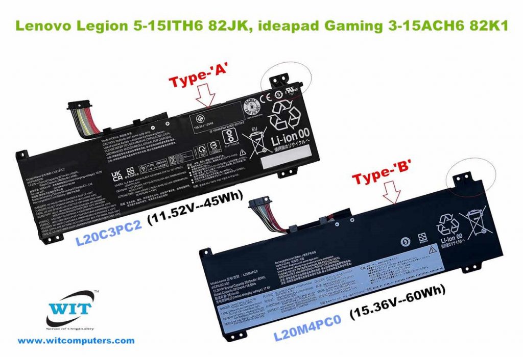 L20C3PC2, L20D3PC2, L20M3PC2, L20M4PC0 Laptop internal Battery for ...