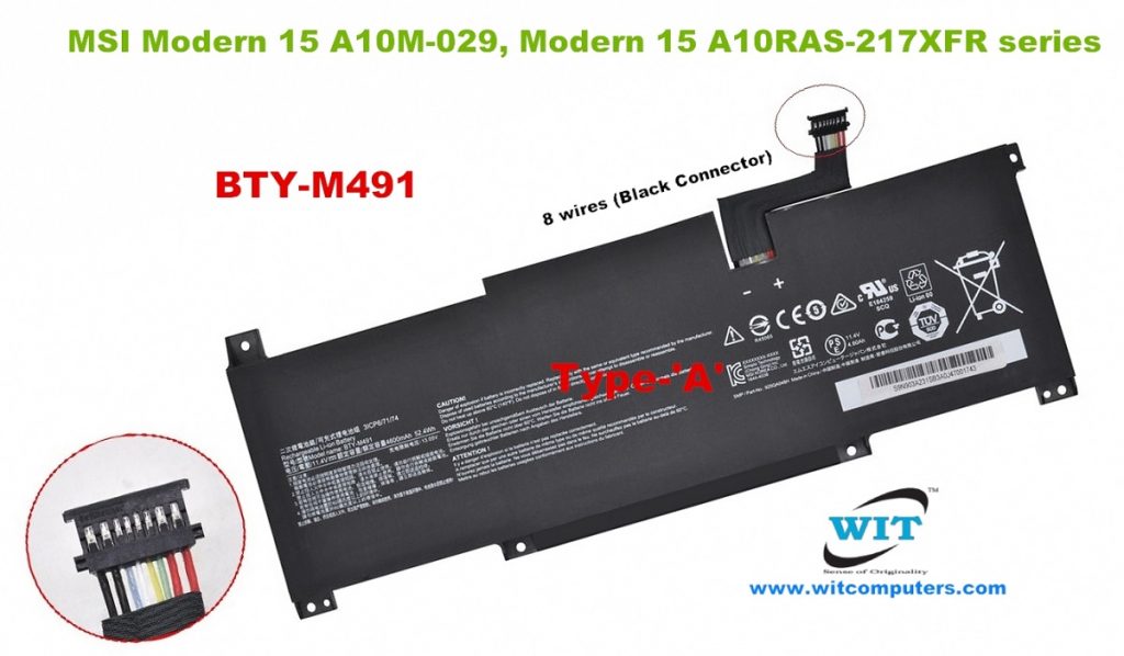 BTY-M491, 925QA048H, 3ICP6/71/74 Laptop internal Battery for MSI Modern ...