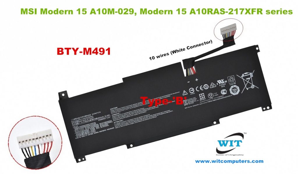 BTY-M491, 925QA048H, 3ICP6/71/74 Laptop internal Battery for MSI Modern ...