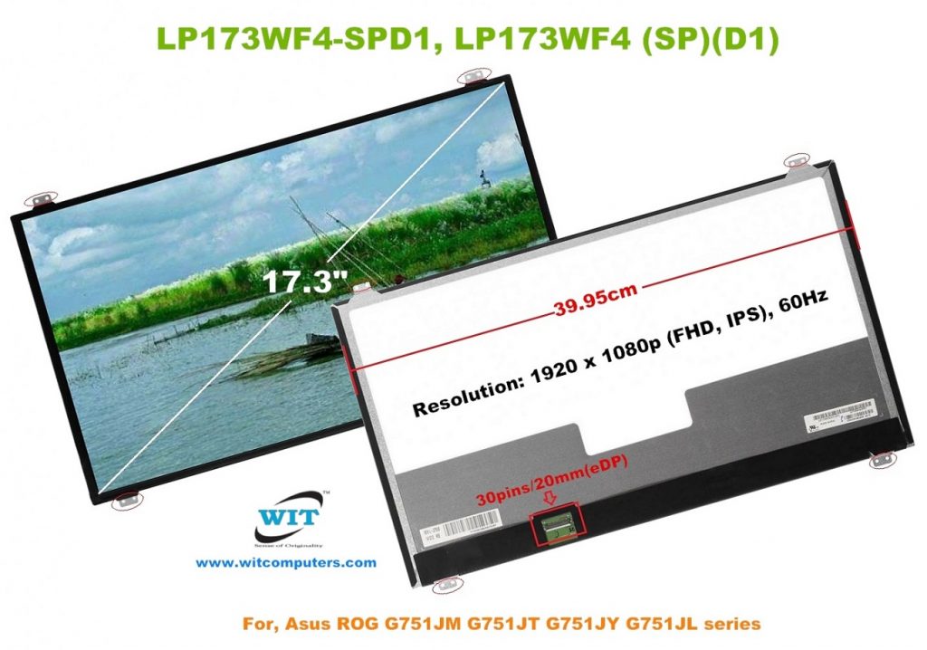 17.3-inch, WUXGA (04 ears Up & Down), Width: 39.95cm, Matrix Display ...