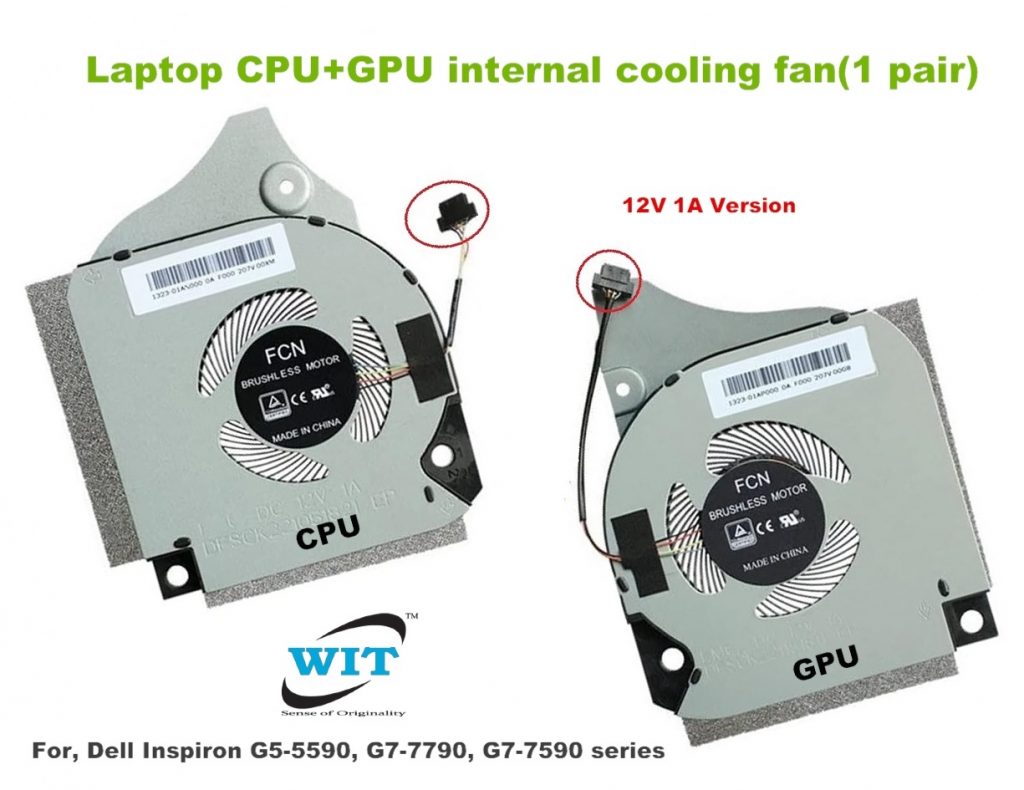 Gaming Laptop CPU+GPU internal cooling fan(1 pair) for Dell Inspiron G5-5590, G7-7790, G7-7590 ...