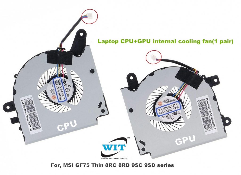 Gaming Laptop CPU+GPU internal cooling fan(1 pair) for MSI GF75 Thin ...