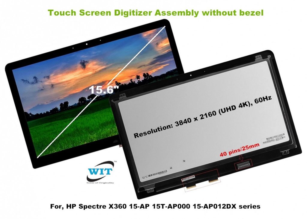 15.6-inch UHD 4K LCD LED Touch Screen Digitizer Assembly without bezel for HP Spectre X360 15-AP ...