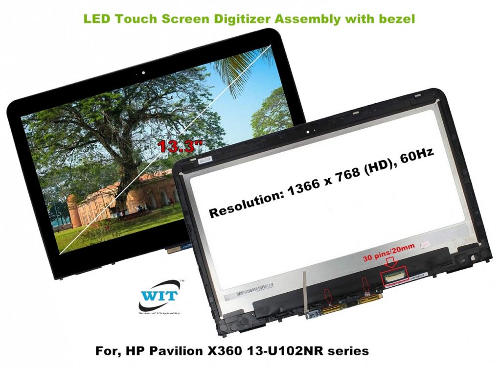 13.3-inch HD LCD LED Touch Screen Digitizer Assembly with bezel for HP ...