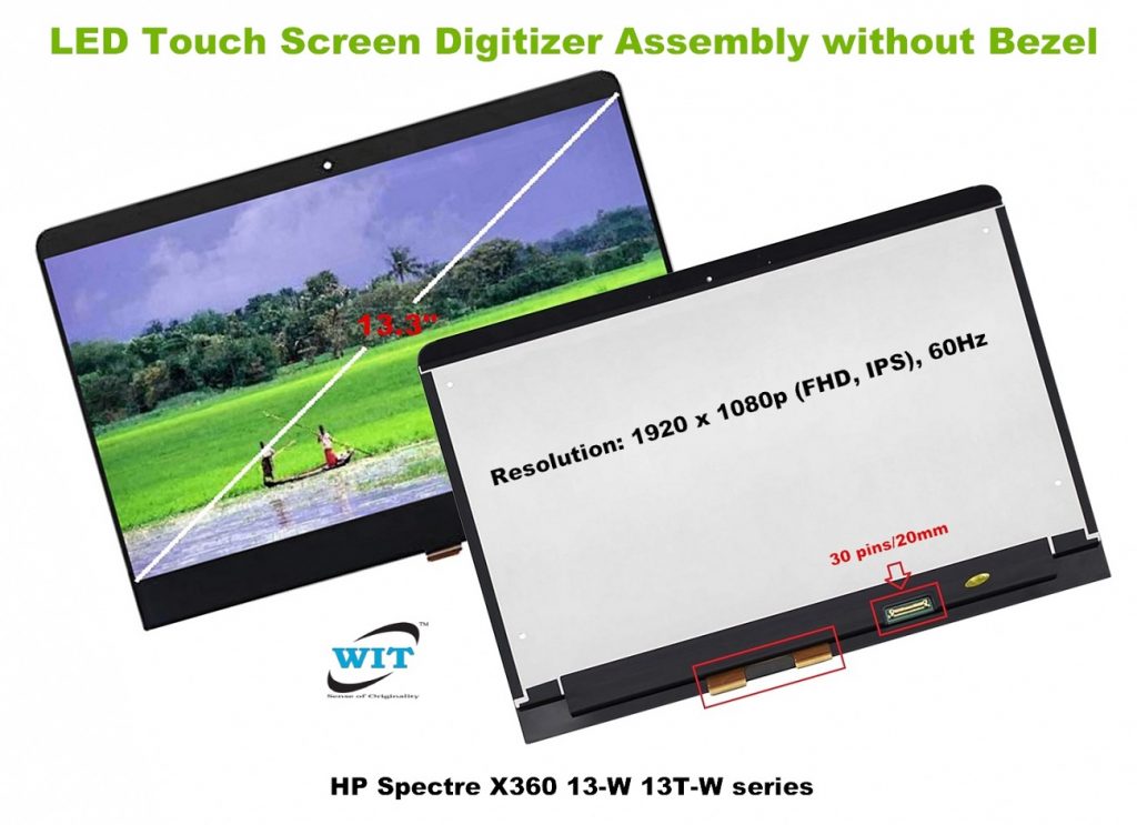13.3-inch FHD LCD LED Touch Screen Digitizer Assembly with bezel for HP ...