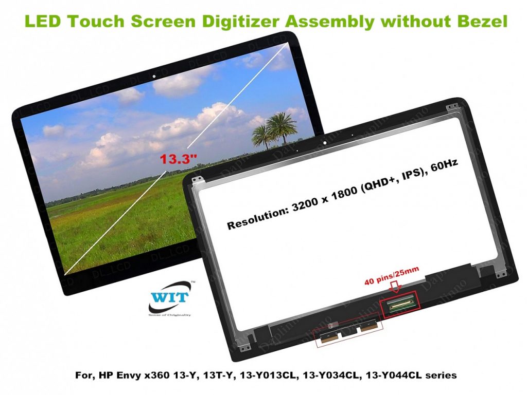 13.3-inch QHD+ LCD LED Touch Screen Digitizer Assembly without Bezel ...