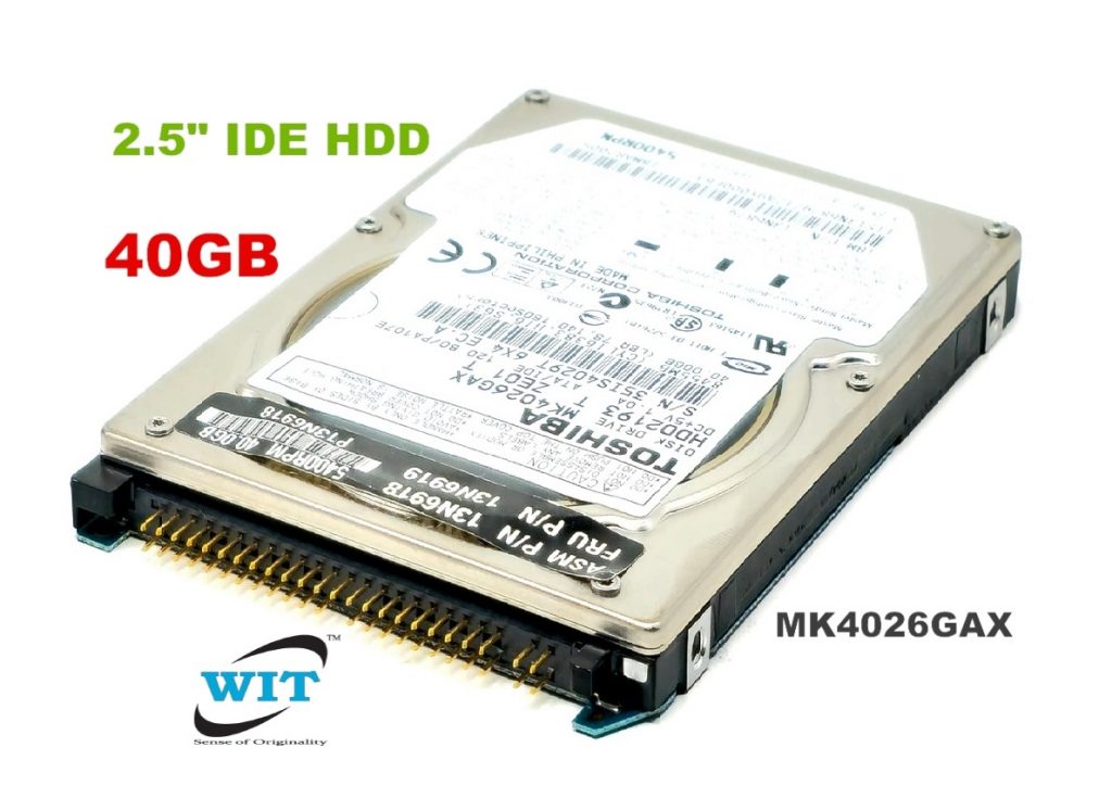 TOSHIBA 40GB Internal 2.5" 16 MB IDE 5400 RPM MK4026GAX Hard Disk Drive HDD - WIT Computers
