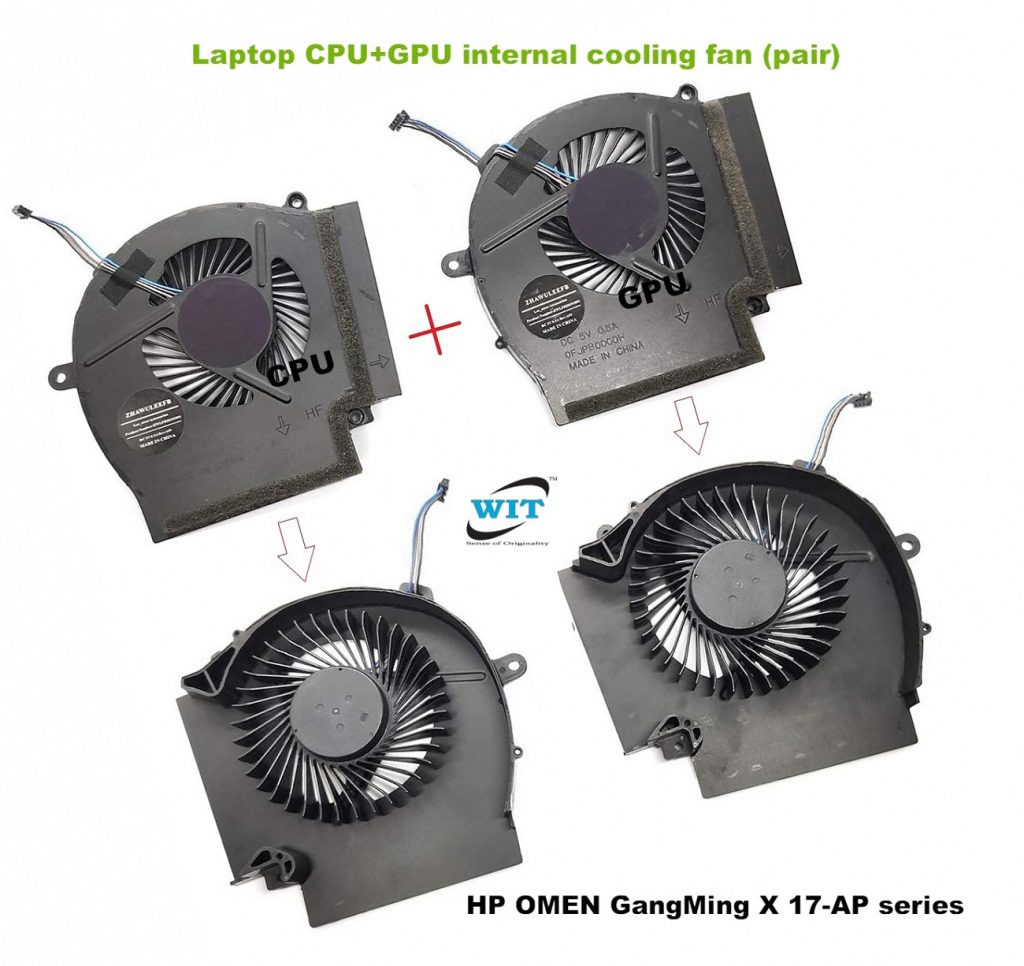 Laptop CPU+GPU internal cooling fan (pair) for HP OMEN GangMing X 17-AP ...