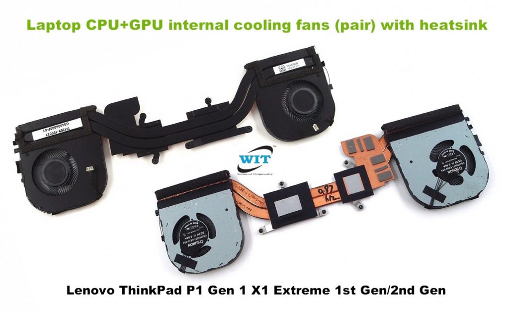 Laptop CPU+GPU internal cooling fans (pair) with heatsink for Lenovo ...