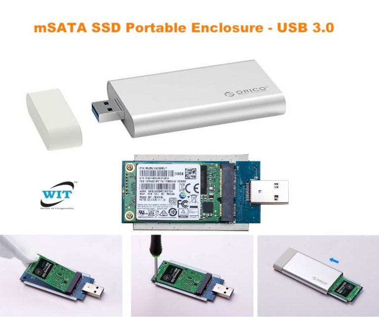mSATA SSD Enclosure/Adapter/Converter/Case for USB3.0 Type-A mSATA SSD Portable External box ...